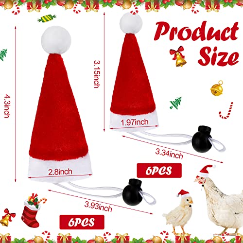 12 Pcs Chicken Christmas Hats for Hens Mini Chicken Santa Claus Hat with Adjustable Chin Strap Small Animals Santa Hat for Hens Chicken Rooster Goose Duck Parrot Christmas Holiday