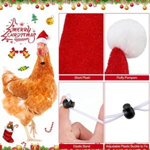 12 Pcs Chicken Christmas Hats for Hens Mini Chicken Santa Claus Hat with Adjustable Chin Strap Small Animals Santa Hat for Hens Chicken Rooster Goose Duck Parrot Christmas Holiday