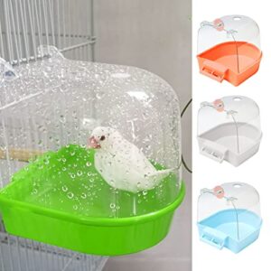 lamphle Parrot Bath Box Easy Installation Washing Dry Cleaning Lightweight Thicken Leak-Proof Parrot Bath Box for Lovebirds Green