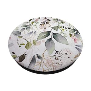 Eucalyptus green blossom watercolor floral leaves pattern PopSockets Swappable PopGrip