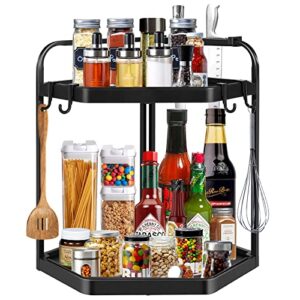 baboies 2 tier corner shelf kitchen spice rack, bathroom countertop triangle storage organizer with knife holder counter small shelves