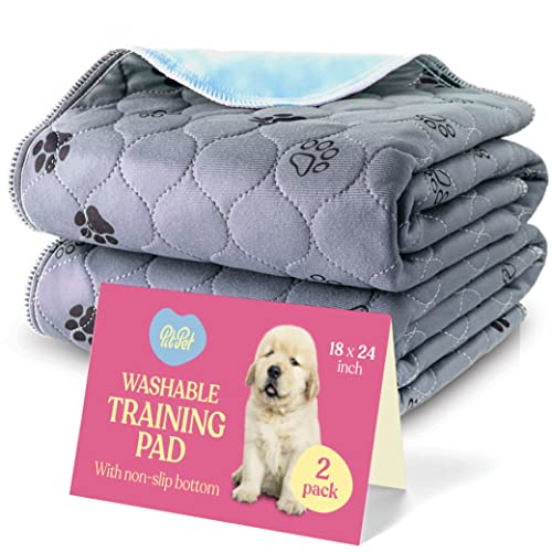 Super Absorbent Washable Pee Pads for Dogs - 2-Pack Superior Reusable Puppy Pads Pet Training Pads –100% Waterproof Dog Pee Pad Protects Against Urine Leakage Non-Slip Grip Prevents Slipping& Bunching