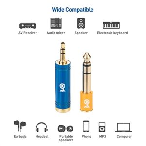 Cable Matters 2-Pack Headphone Adapter Kit with 1/4 to 3.5mm Adapter and 3.5mm to 1/4 Adapter (1/8 to 1/4 Adapter, 1/4 to 1/8 Adapter) in Blue and Orange