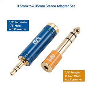 Cable Matters 2-Pack Headphone Adapter Kit with 1/4 to 3.5mm Adapter and 3.5mm to 1/4 Adapter (1/8 to 1/4 Adapter, 1/4 to 1/8 Adapter) in Blue and Orange