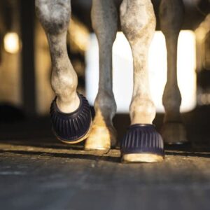 Dover Saddlery Rubber Hook-and-Loop Bell Horse Boots, Size Large, Navy, Pair