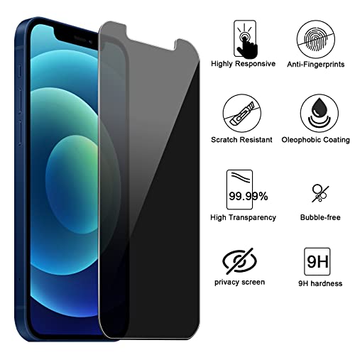 Romuto 【3+3 Pack】 Designed for iPhone 12 Pro Max Privacy Screen Protector Tempered Glass, 9H Hardness, Case Friendly, Bubble Free (Privacy-Anti-Spy)