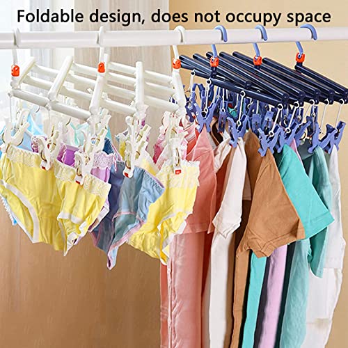 Clothes Drying Hanger with 29 Clips, Folding Plastic Socks Drying Rack, Foldable Portable Hanging Drying Rack Drip Hanger, Clothes Hangers for Drying Towels, Diapers, Baby Clothes, Underwear (Purple)