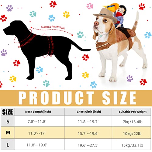 Cowboy Ride Dog Costumes for Small Medium Large Dogs Knight Style Pet Clothes and Hat for Halloween Party Cosplay Costumes Christmas Clothing Accessories (Small)