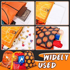 Whaline 12Pcs Large Basketball Drawstring Bag Sports Party Favor Candy Goodie Treat Bag Basketball Print Backpack Cinch Drawstring Gift Bag for Sports Basketball Theme Birthday Party Supplies 17x13In