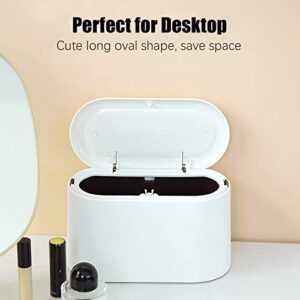 SHAIDOJIO Mini Trash Can, Desktop Wastebasket with Lid, Removable Small Garbage Can, Pop Up Tiny Countertop Trash Bin for Desk Office, Bedroom, Bathroom, Vanity, Coffee Bar Tabletop (White)