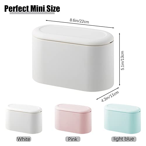 SHAIDOJIO Mini Trash Can, Desktop Wastebasket with Lid, Removable Small Garbage Can, Pop Up Tiny Countertop Trash Bin for Desk Office, Bedroom, Bathroom, Vanity, Coffee Bar Tabletop (White)