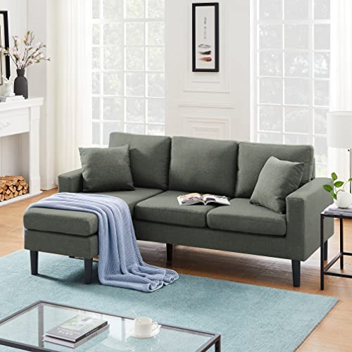 Moselota 72" SECTIONAL Sofa Left Hand Facing with 2 Pillows Dark Grey Fabric