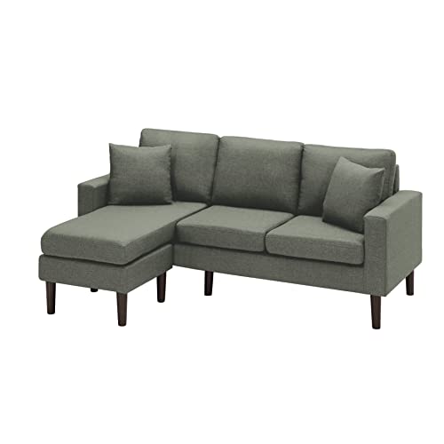 Moselota 72" SECTIONAL Sofa Left Hand Facing with 2 Pillows Dark Grey Fabric