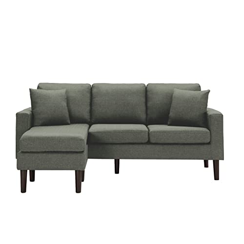 Moselota 72" SECTIONAL Sofa Left Hand Facing with 2 Pillows Dark Grey Fabric