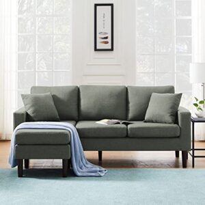 Moselota 72" SECTIONAL Sofa Left Hand Facing with 2 Pillows Dark Grey Fabric