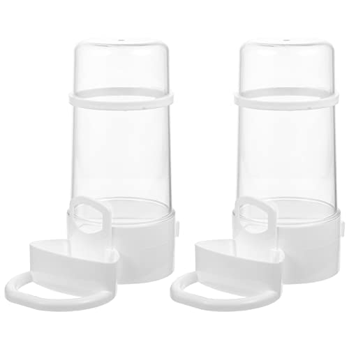 POPETPOP 2Pcs Automatic Bird Feeder, Bird Water Bottle Drinker Bird Cage Water Dispenser Clear Food Dispenser Container Set Hanging in Cage for Parrots Budgie Cockatiel Lovebirds