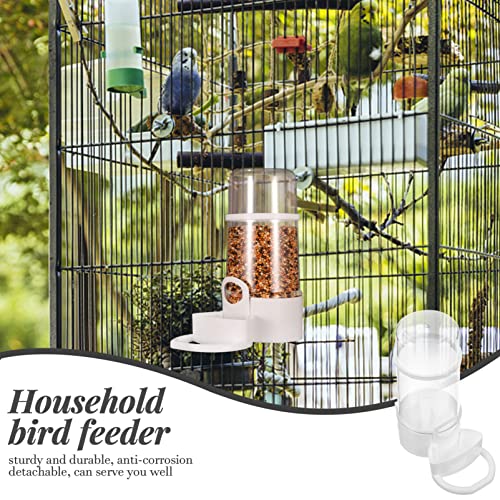 POPETPOP 2Pcs Automatic Bird Feeder, Bird Water Bottle Drinker Bird Cage Water Dispenser Clear Food Dispenser Container Set Hanging in Cage for Parrots Budgie Cockatiel Lovebirds