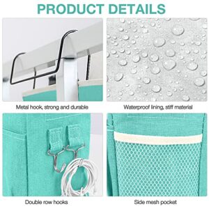 Ndeno Bedside Caddy Storage Bag Hanging Pocket Organizer for Bunk and Hospital Beds Crib,Dorm Rooms Bed Rails for Remotes Mobile Phone Keys, Glasses, Books (Tiffany Blue)