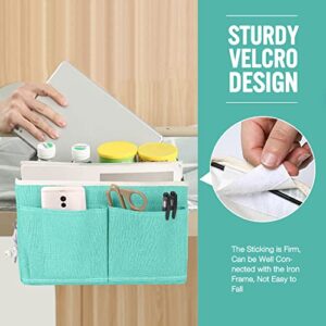 Ndeno Bedside Caddy Storage Bag Hanging Pocket Organizer for Bunk and Hospital Beds Crib,Dorm Rooms Bed Rails for Remotes Mobile Phone Keys, Glasses, Books (Tiffany Blue)