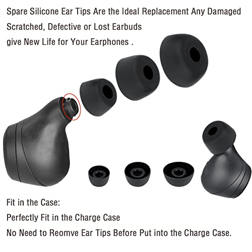 Ear Tips Compatible with Jabra Elite 65t Headphone,6 Pairs Replacement Silicone Tips Compatible with Jabra Elite 65t 75t/Active 65t 75t/ S/M/L Earbud Tips Black