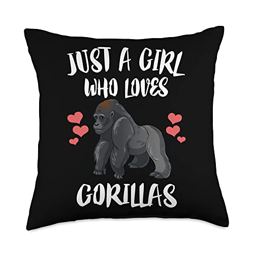 Animal Lover Just A Girl Who Loves Gorillas Throw Pillow, 18x18, Multicolor