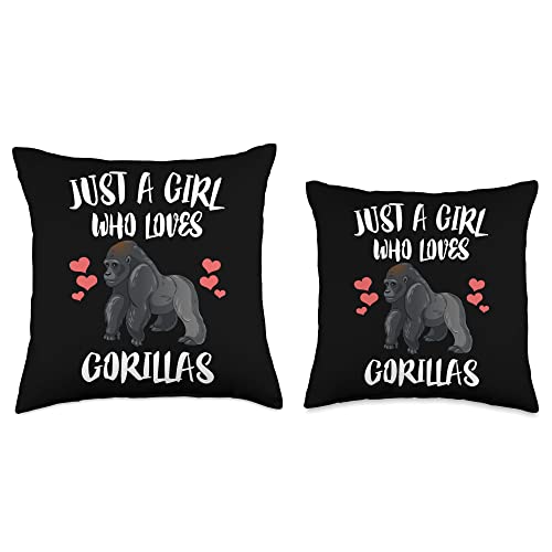 Animal Lover Just A Girl Who Loves Gorillas Throw Pillow, 18x18, Multicolor