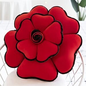 flower pillow flower shaped throw pillow round giant flower pillow sofa decoration 3d roses red 19.6in