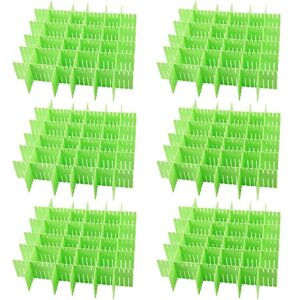 manchap 56 pcs adjustable grid drawer organizer, diy drawer divider, plastic drawer separators for kitchen bedroom office, green