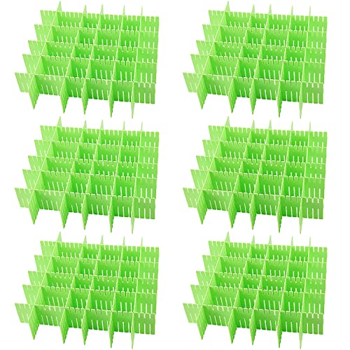 MANCHAP 56 PCS Adjustable Grid Drawer Organizer, DIY Drawer Divider, Plastic Drawer Separators for Kitchen Bedroom Office, Green