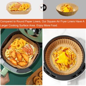 100Pcs Air Fryer Disposable Paper Liners, chfine 6.3 Inch Parchment Paper Liners Square, Non-stick Food Grade Baking Paper Air Fryer Cookers Sheets Liners for Baking Roasting Microwave Pans Oven