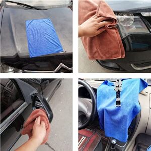 QIBAOACR Car Drying Towels Microfiber Towels 16" x 24" Car Wash Towel Pack of 2, Thicken Cleaning Cloths, Scratch-Free, Lint-Free, Drying Towels for Cars, Windows, Dishes, Auto, Kitchen Blue+Brown