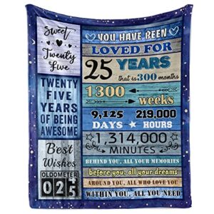 julazy 25th birthday gifts for women blanket 60"x50", 25th birthday decorations for men women, gifts for 25 year old male female, best birthday gift ideas for women men