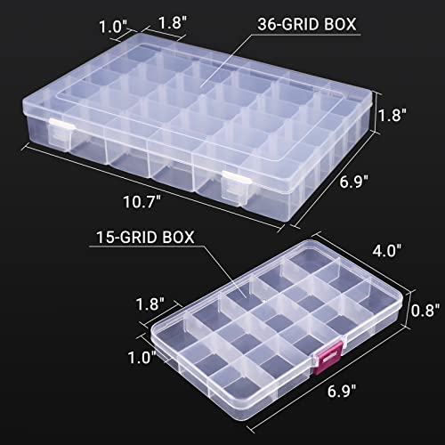 COSICS 3in1 Bead Organizer Storage Box, 66 Compartment Nail Rhinestone Clear Plastic Empty Container Case with Movable Divider, for Art Craft Hair Small Accessory Jewelry Diamond Charms Gem Makeup