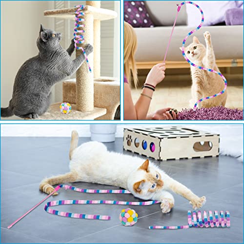 Retro Shaw 9 Pack Cat Toys for Indoor Cats, Cat Wand Toys with Cat Balls and Cat Spring