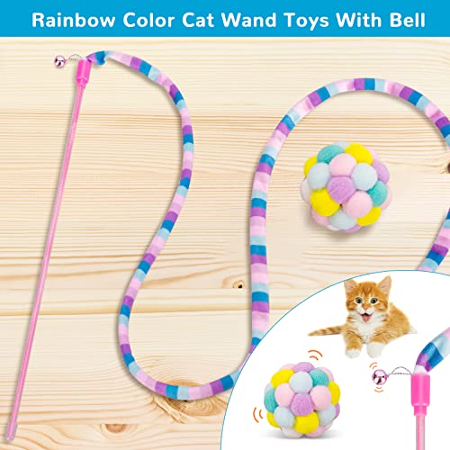 Retro Shaw 9 Pack Cat Toys for Indoor Cats, Cat Wand Toys with Cat Balls and Cat Spring