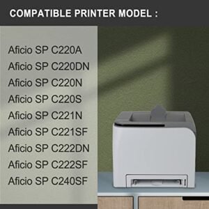 DRAWN 4 Pack Compatible SP C220A 406046 406047 406048 406044 Toner Cartridge Replacement for Ricoh Aficio SP C221SF C222DN C222SF C240SF C220A C220DN C220N C220S C221N Printer, BK/C/M/Y.