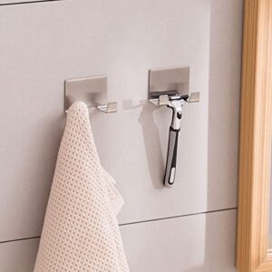 Ettori Shower Hooks Wall Hooks for Hanging 304 Stainless Steel Towel Hooks for Bathrooms, Razor Holder for Shower- 4 Pack