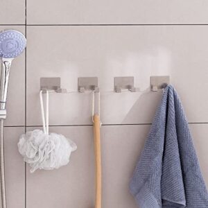 Ettori Shower Hooks Wall Hooks for Hanging 304 Stainless Steel Towel Hooks for Bathrooms, Razor Holder for Shower- 4 Pack