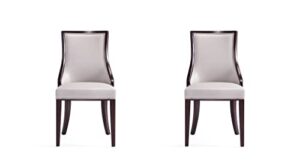 manhattan comfort grand faux leather dining chairs, set of 2, light grey