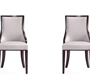 Manhattan Comfort Grand Faux Leather Dining Chairs, Set of 2, Light Grey