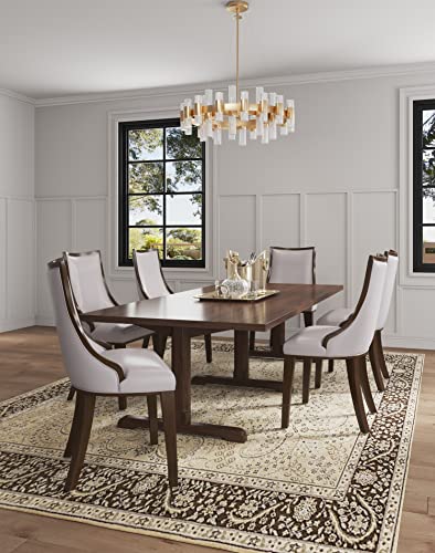 Manhattan Comfort Grand Faux Leather Dining Chairs, Set of 2, Light Grey