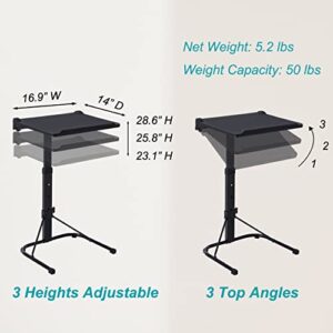 Maarch Folding TV Tray Table, Adjustable TV Dinner Table, Foldable Tray Table for Eating and Laptops, Wall Mountable, Black