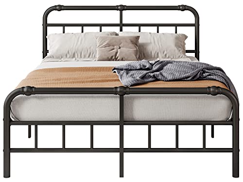 FSCHOS Queen-Bed-Frame-with-Headboard & Footboard, 14 Inch High, Metal Platform Bed-Frame-Queen-Size, Premium Steel Heavy Duty Bed Frame No Box Spring Needed, Easy Assembly, Black