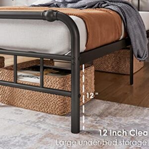 FSCHOS Queen-Bed-Frame-with-Headboard & Footboard, 14 Inch High, Metal Platform Bed-Frame-Queen-Size, Premium Steel Heavy Duty Bed Frame No Box Spring Needed, Easy Assembly, Black