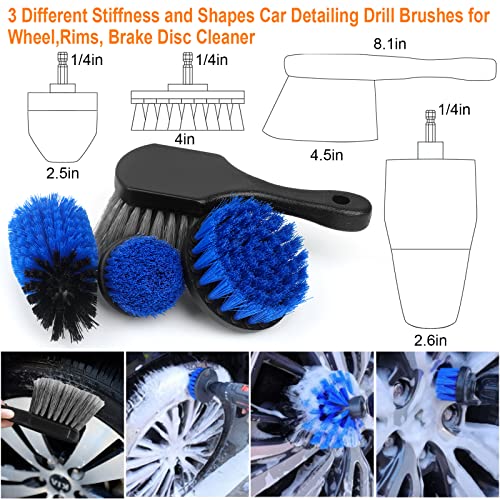 WANTERONG 23Pcs Car Detailing Brush Kit: Car Detailing kit, Auto Detailing Drill Brush Set, Car Detailing Brushes Wash Kit, Car Cleaning Tools Kit for Automotive Interior Exterior Wheel Rim Dashboard