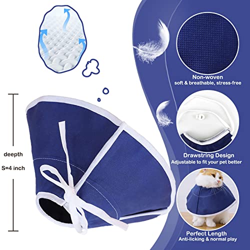 Cat Cone Collar, Soft Nonwoven Fabric Elizabethan Collar, Adjustable Recovery Pet Cone E-Collar for Cats Kitten Puppy, Surgery to Stop Licking and Head Scratching-Prevent Recurrent Infections. (Small)