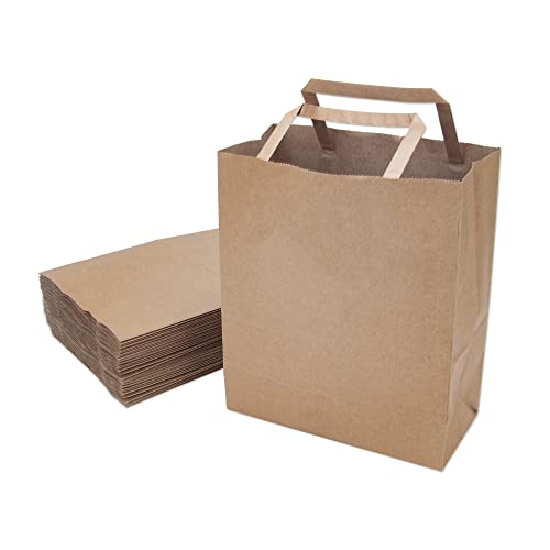 L LIKED Gift Bags Bulk 7x3.5 x8.5 Inches, 50 Pack Brown Kraft Paper Bags with Handles for Shopping Bags, Party Bags, Retail Bags, Birthday Gift Bags (Pach of 50)