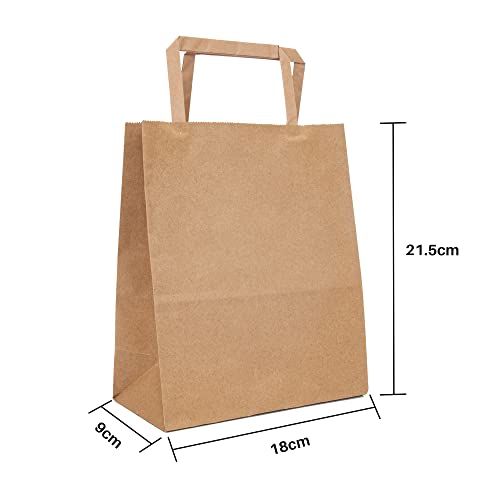 L LIKED Gift Bags Bulk 7x3.5 x8.5 Inches, 50 Pack Brown Kraft Paper Bags with Handles for Shopping Bags, Party Bags, Retail Bags, Birthday Gift Bags (Pach of 50)