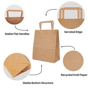 L LIKED Gift Bags Bulk 7x3.5 x8.5 Inches, 50 Pack Brown Kraft Paper Bags with Handles for Shopping Bags, Party Bags, Retail Bags, Birthday Gift Bags (Pach of 50)