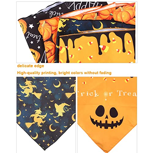 YUDANSI 4 Pack Halloween Dog Bandanas, Dog Halloween Costumes Washable Adjustable Triangle Cat Dog Neckerchief, Happy Halloween Dog Birthday Party Bandana Accessories for Small Medium Large Dogs